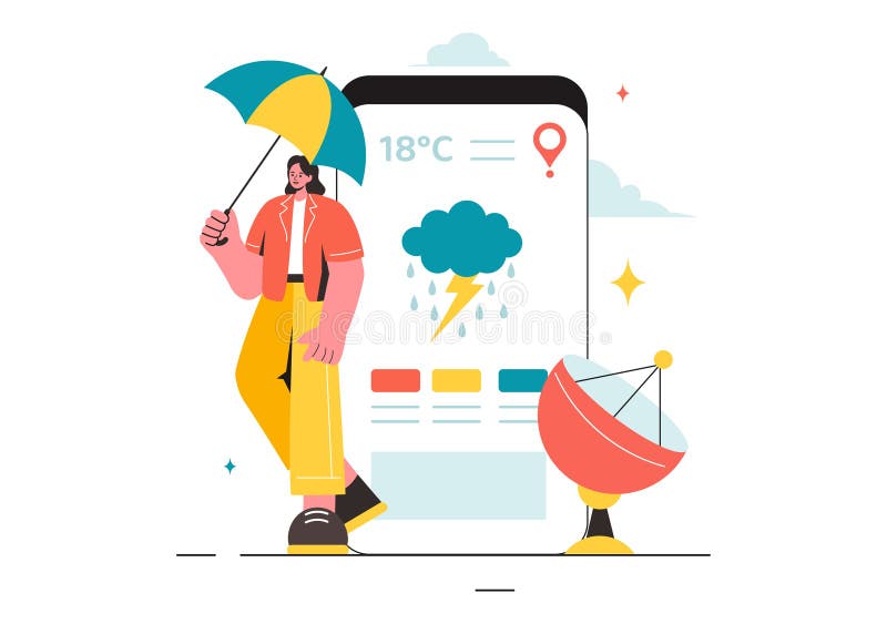 Meteorologist Vector Illustration with Weather Forecast and Atmospheric ...