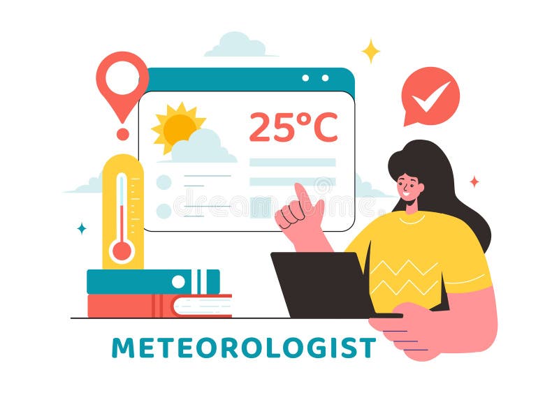 Meteorologist Vector Illustration with Weather Forecast and Atmospheric ...