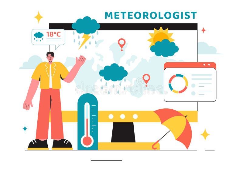 Meteorologist Vector Illustration Featuring a Weather Forecaster ...