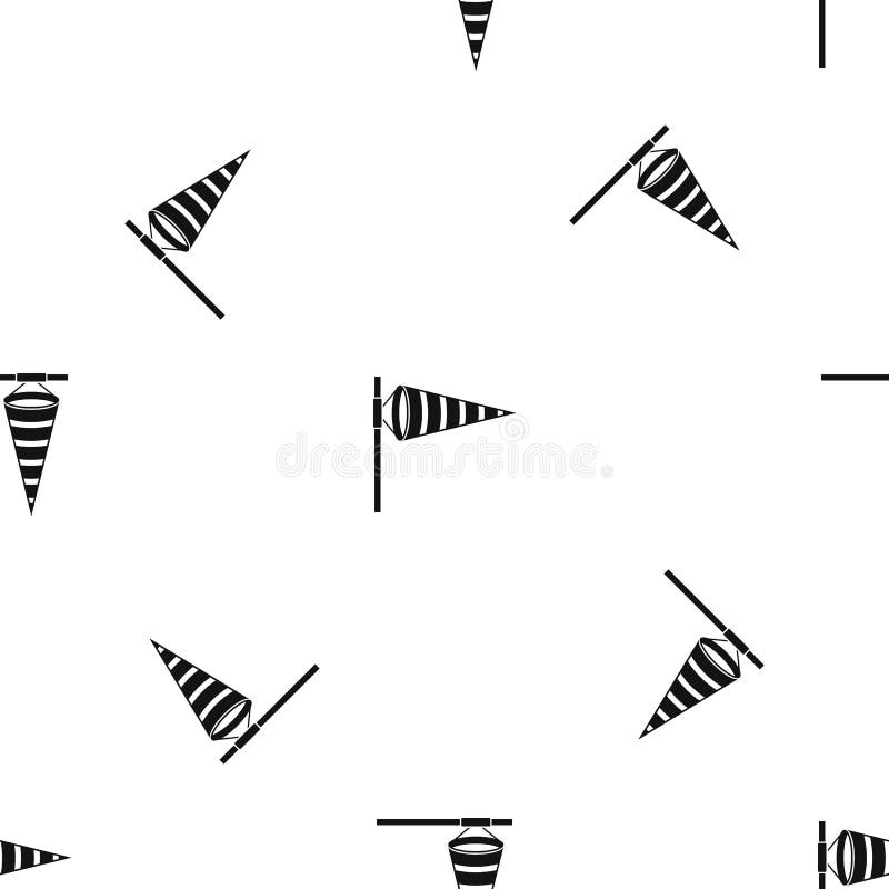 Meteorology Windsock Inflated by Wind Pattern Seamless Black Stock ...