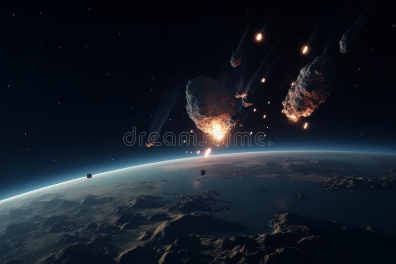 Meteors Hit Earth. Generate Ai Stock Illustration - Illustration of ...