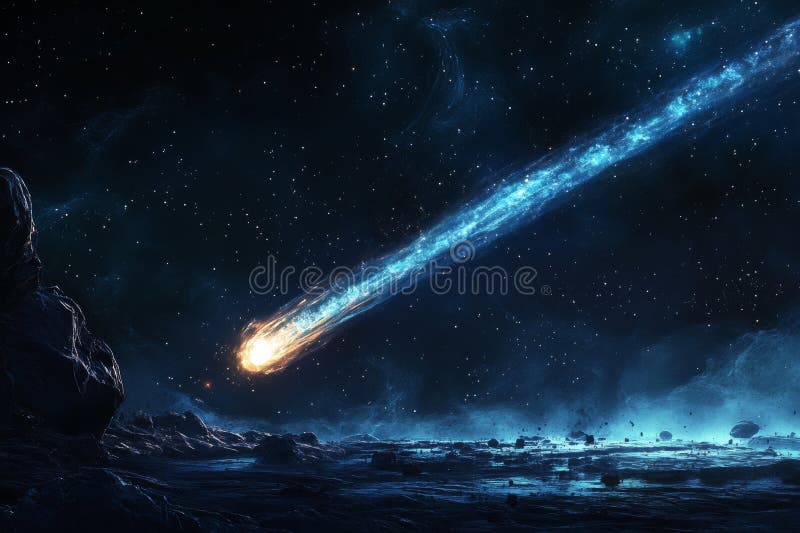 Meteors Streaking Across the Night Sky. Generative AI. Stock ...