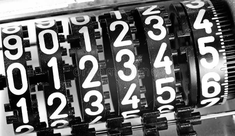 Many Numbers on an Old Analog Type Counter Stock Photo - Image of ...