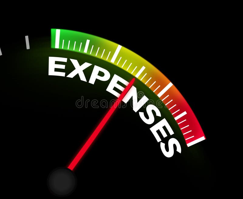 A Meter with Glowing Bar Showing Medium Expenses and Spending, Colorful ...