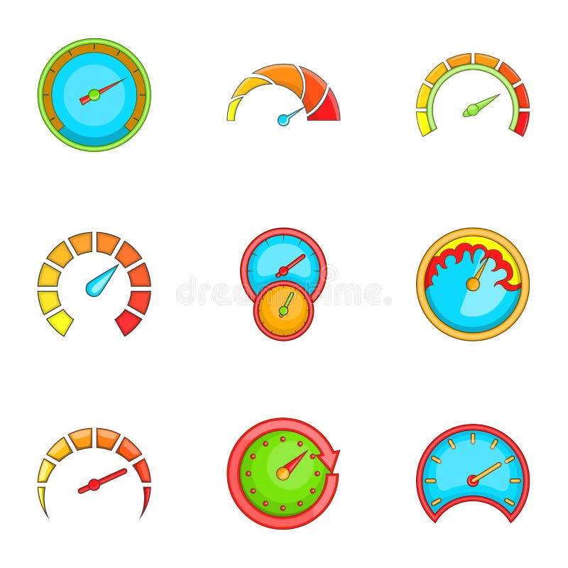 Meter Icons Set, Cartoon Style Stock Vector - Illustration of indicate ...