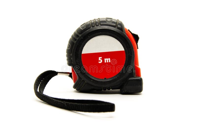 5 Meter Measuring Tape Isolated on White Background, Side View Stock ...