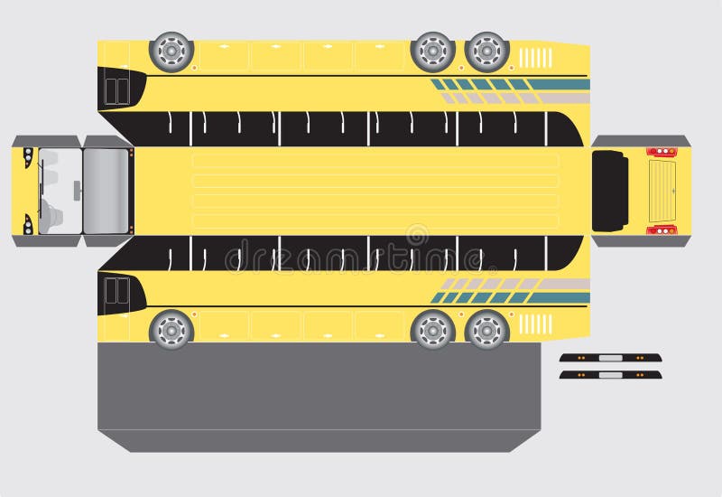 Paper Bus Outline for 3D Model Stock Illustration - Illustration of ...