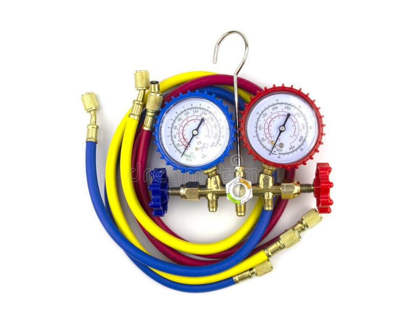 Meter or Pressure Gauge, Refrigerant on White Background Stock Photo ...