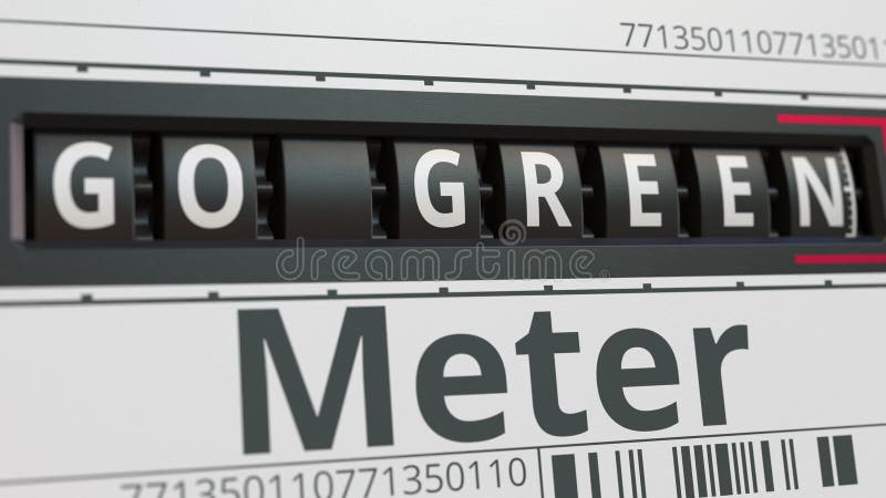 Analog Counter or Meter with GO GREEN Text. Conceptual 3D Rendering ...