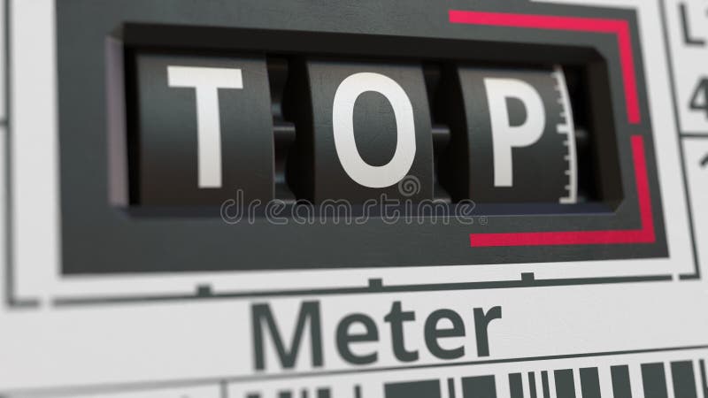 Analog Counter or Meter with TOP Text. Conceptual 3D Rendering Stock ...