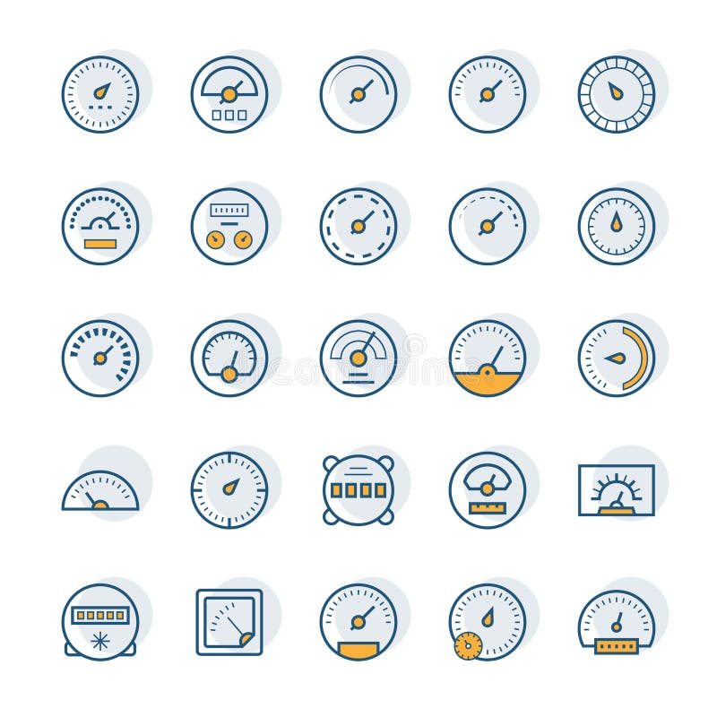 Meter Vector Icons in Thin Line Style Stock Vector - Illustration of ...