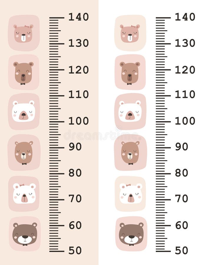 Meter Wall with Cute Animals. Vector Illustrations Stock Vector ...