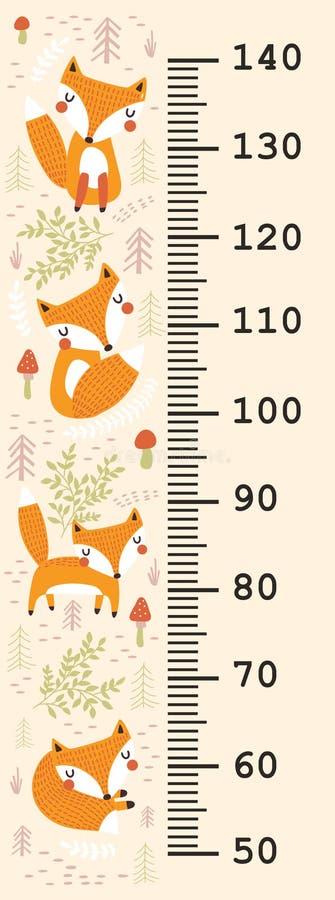 Meter Wall with Cute Fox. Vector Illustrations Stock Vector ...