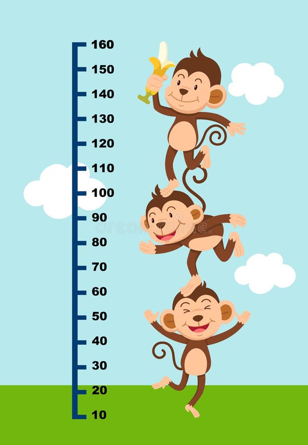 Meter Wall with Monkey.illustration. Stock Vector - Illustration of ...