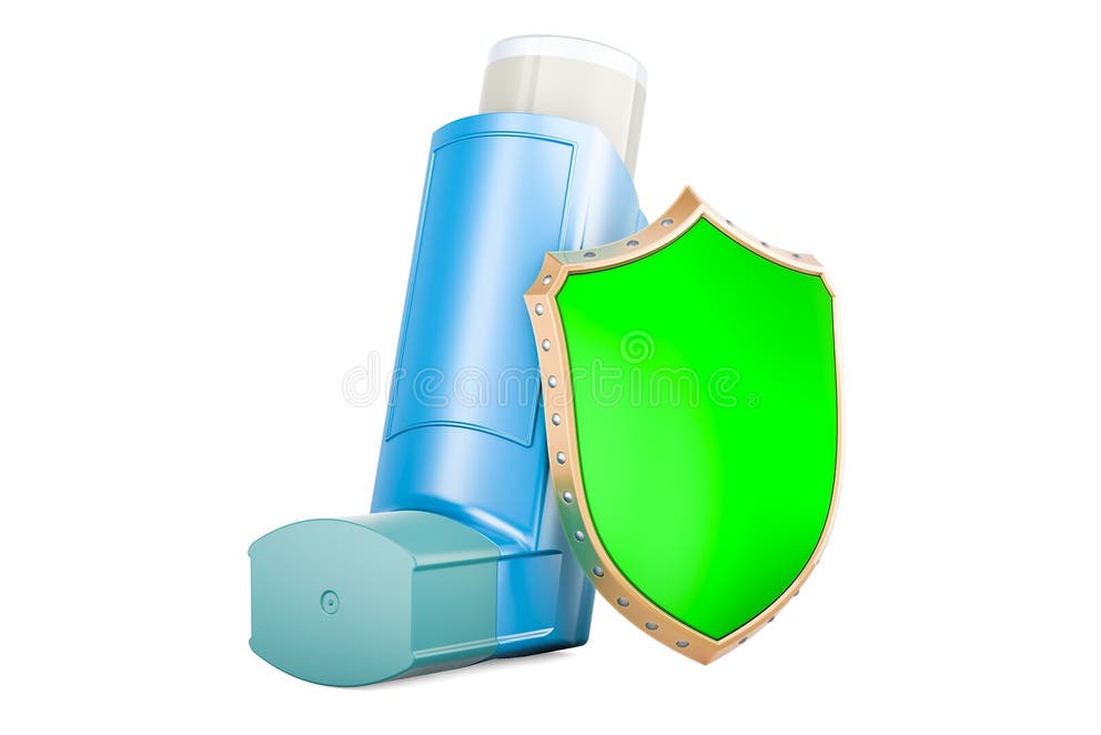 Metered-dose Inhaler, MDI with Shield. 3D Rendering Stock Illustration ...