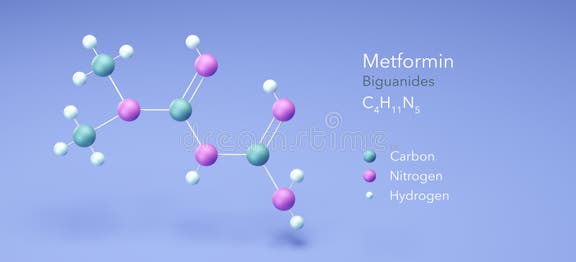 Metformin Molecule, Molecular Structures, Biguanides, 3d Model ...