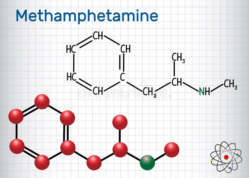 Methamfetaminekristal Meth, C10H15N-molecule Structurele Che Vector Illustratie - Illustration ...
