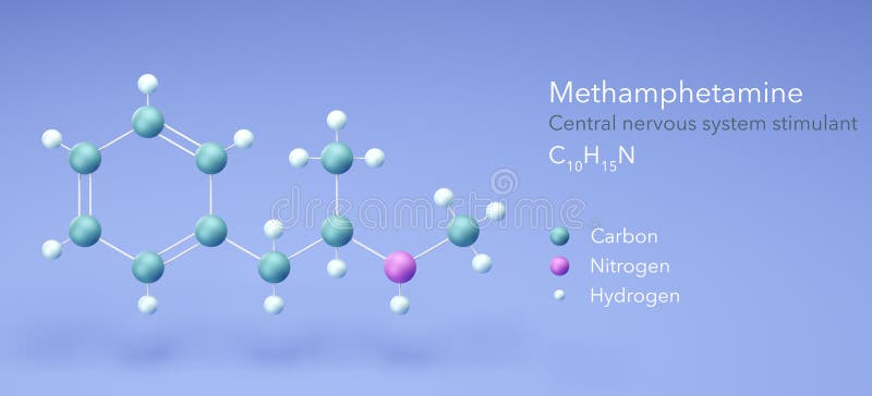 Methamphetamine Molecule, Molecular Structures, Cns Stimulant, 3d Model ...