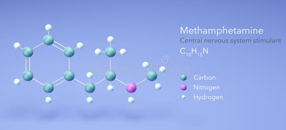 Methamphetamine Molecule, Molecular Structures, Cns Stimulant, 3d Model ...