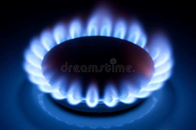 Methane Flames at Kitchen Cooker Stock Image - Image of detail, close ...