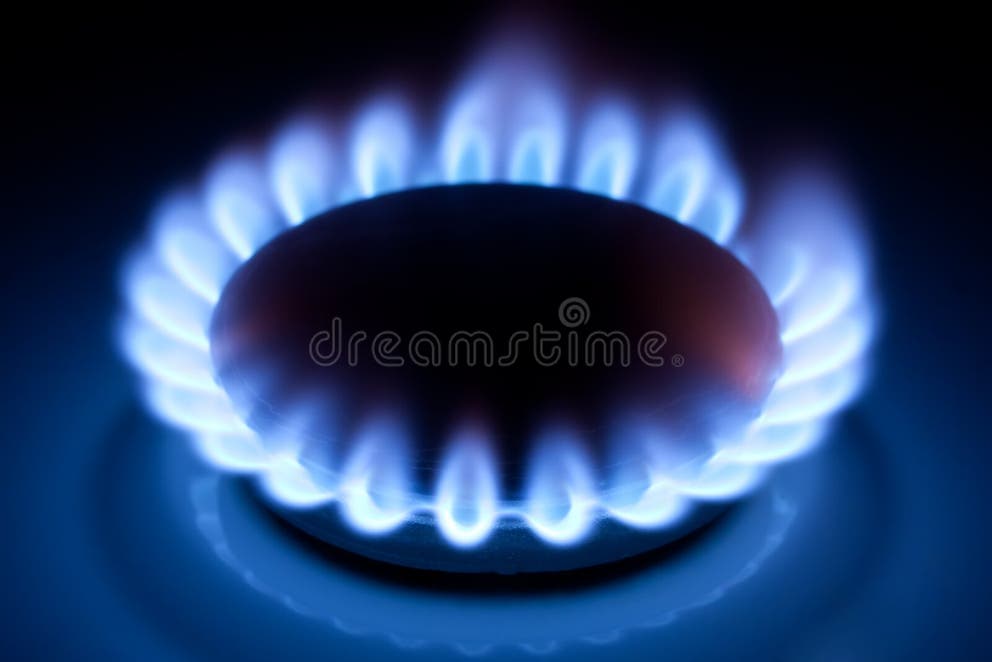 Methane Flames at Kitchen Cooker Stock Image - Image of detail, close ...