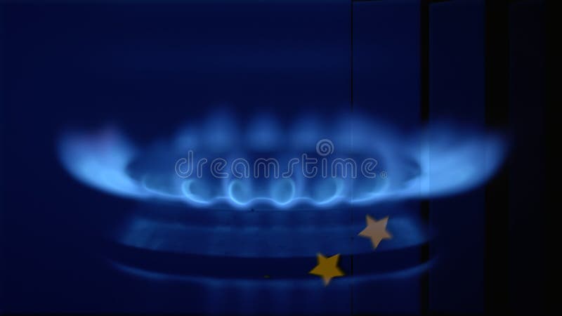 Methane Gas Fire Kitchen on European Flag Stock Photo - Image of fire ...