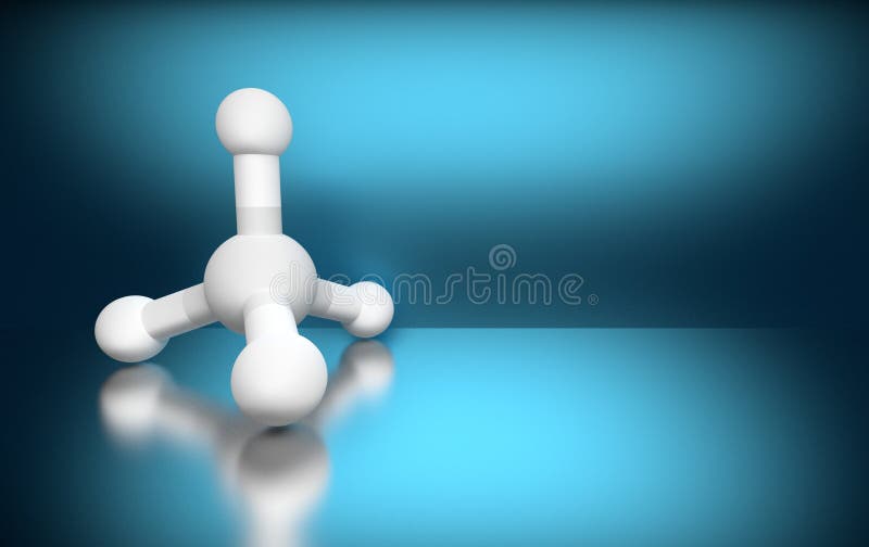 Methane Molecule on Blue Background Stock Illustration - Illustration ...