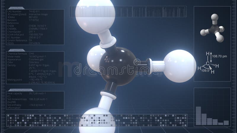 Methane Molecule, Structure, Science. Stock Footage - Video of neutron ...