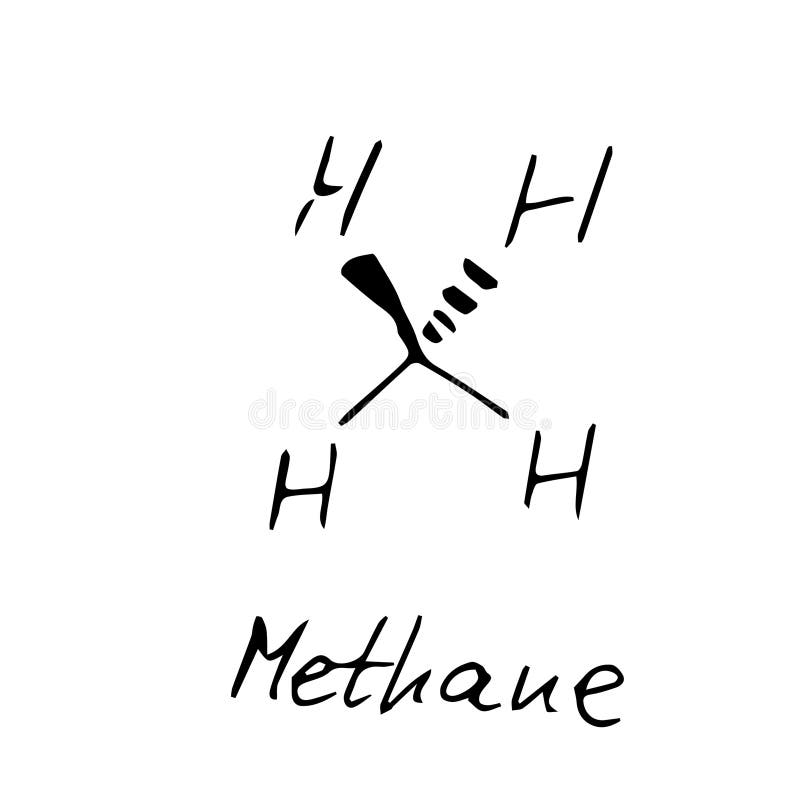 Methane Molecule Formula. Hand Drawn Imitation of Methane Structural ...