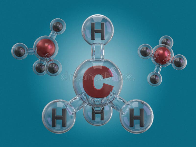 Methane Molecules Background. 3D Rendering Stock Illustration ...