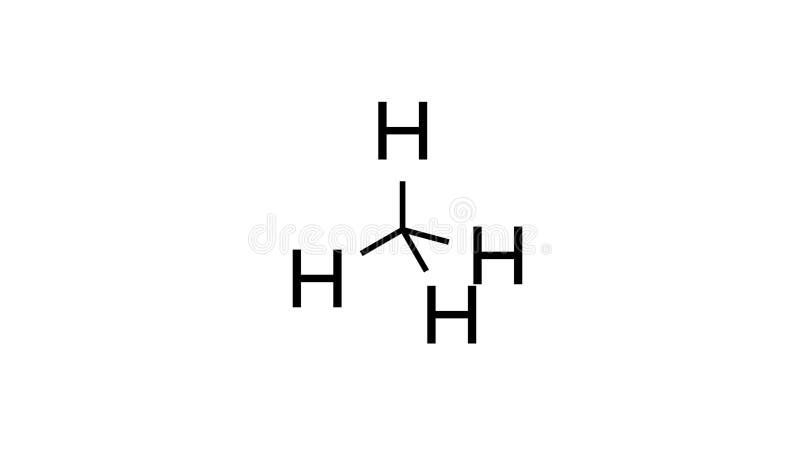 Methane Molecule, Structural Chemical Formula, Ball-and-stick Model ...