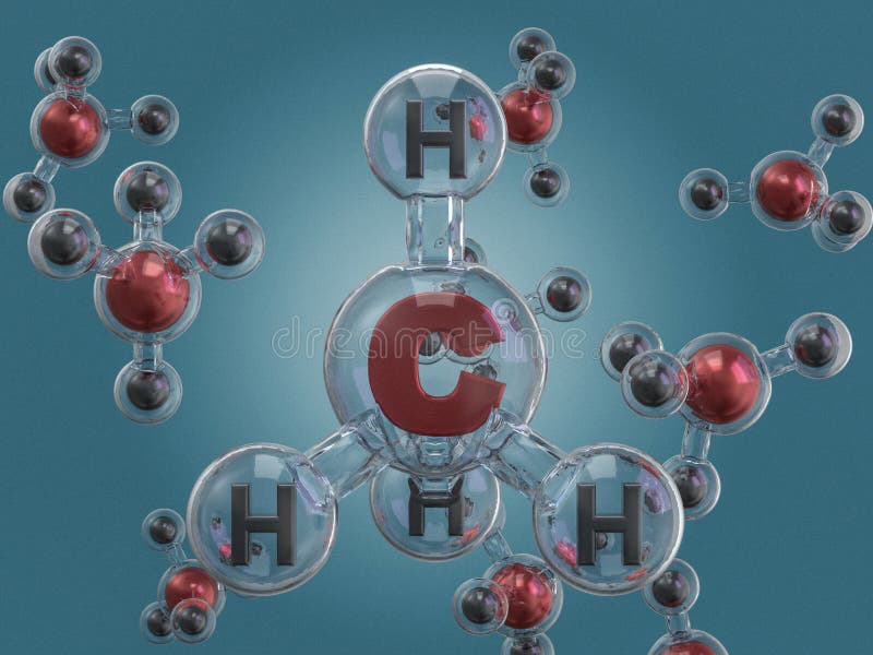 Methane Molecules Background. 3D Rendering Stock Illustration ...