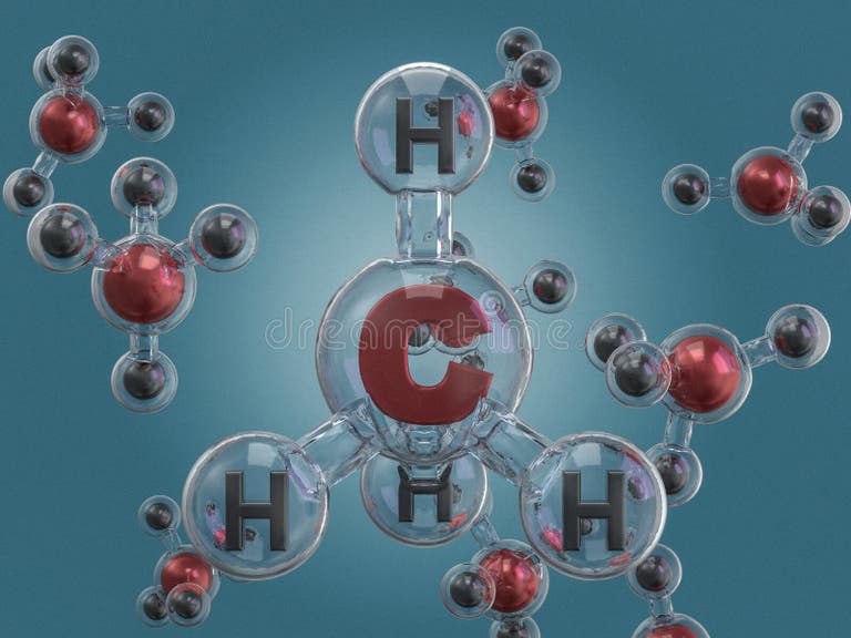 Methane Molecules Background. 3D Rendering Stock Illustration ...
