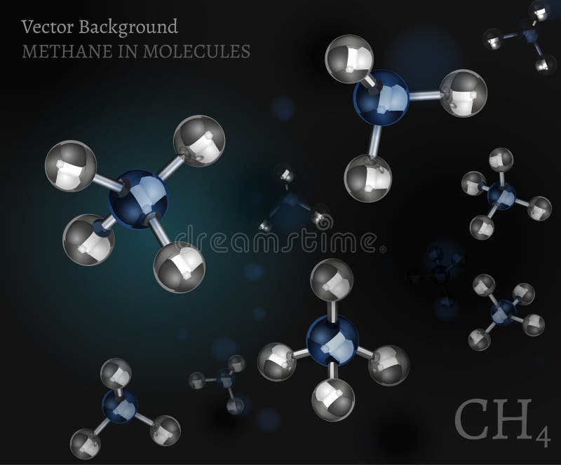 Methane molecules - 3D stock illustration. Illustration of life - 12136050