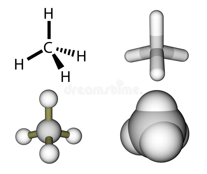 Methane Structural Formula and Molecular Models Stock Illustration ...