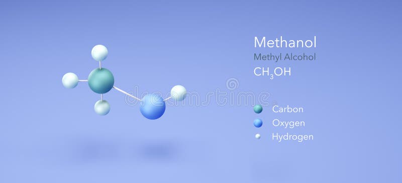 Methanol, Methyl Alcohol. Molecular Structure 3d Rendering, Structural ...