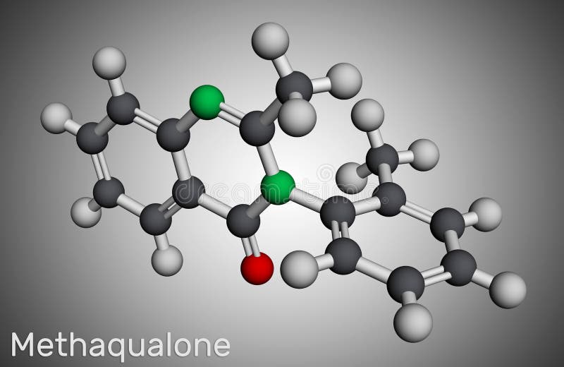 Methaqualone Molecule. it is Sedative, Hypnotic Drug, Used To Treat ...