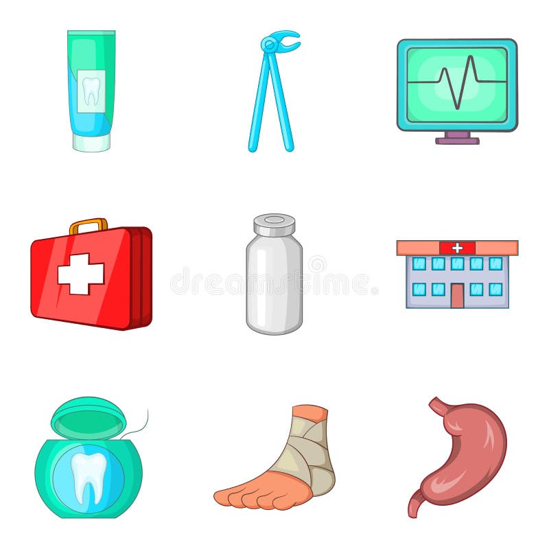 Method of Processing Icons Set, Cartoon Style Stock Vector ...