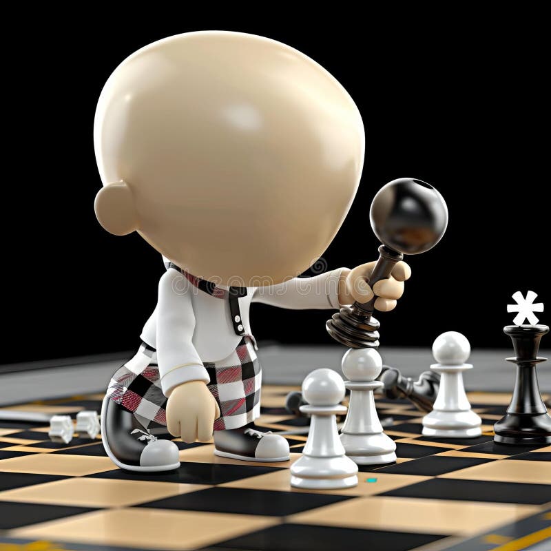 254 Methodical 3D Cartoon Figure Carefully Plotting Out Each Strategic ...