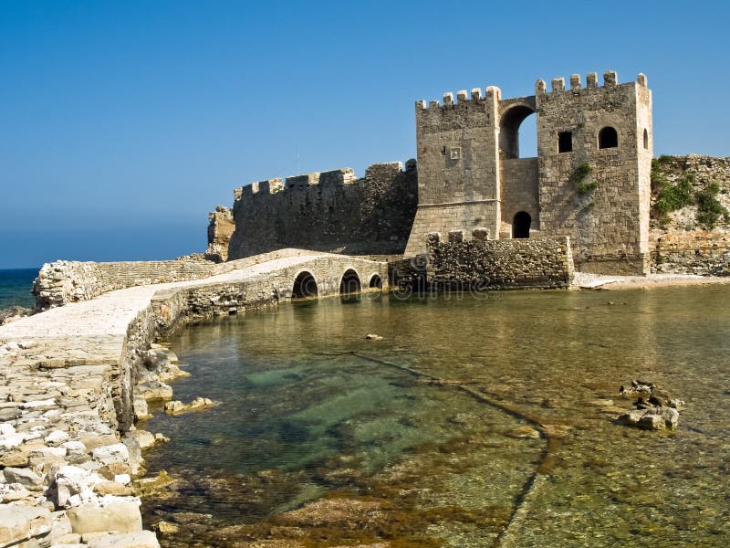 Methoni Castle, Messinia, Greece Stock Image - Image of blue, ancient ...
