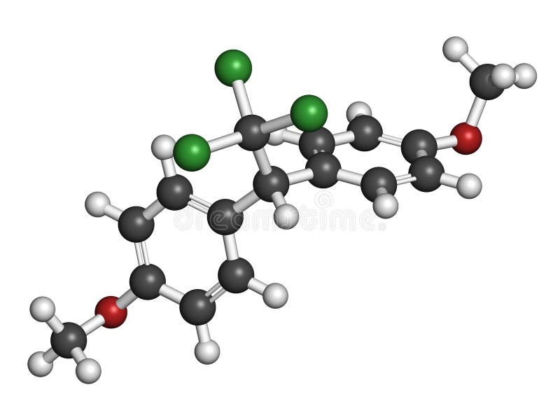 Methoxychlor Pesticide Molecule. 3D Rendering. Atoms are Represented As ...