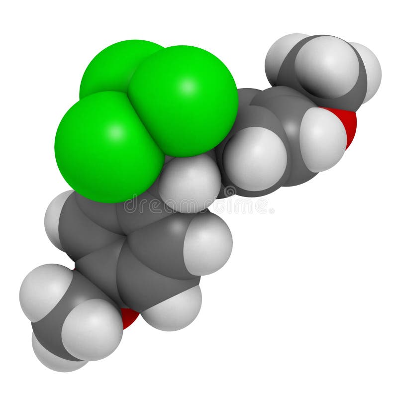 Methoxychlor Pesticide Molecule. 3D Rendering. Atoms are Represented As ...
