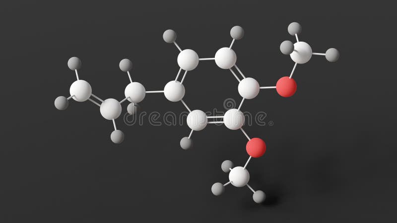 Methyl Eugenol Molecule, Molecular Structure, Phenylpropene, Ball and ...
