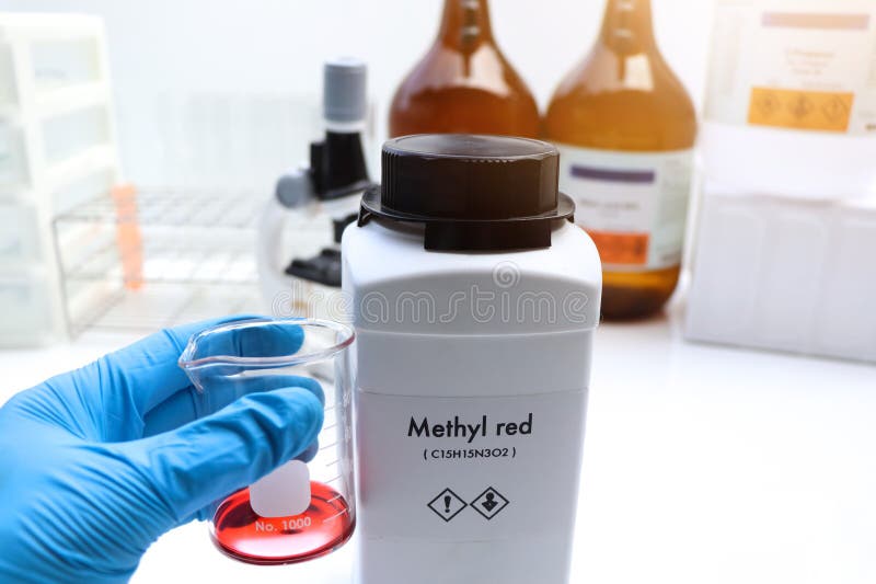 Methyl Red in Bottle , Chemical in the Laboratory and Industry Stock ...