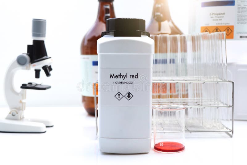 Methyl Red in Bottle , Chemical in the Laboratory and Industry Stock ...