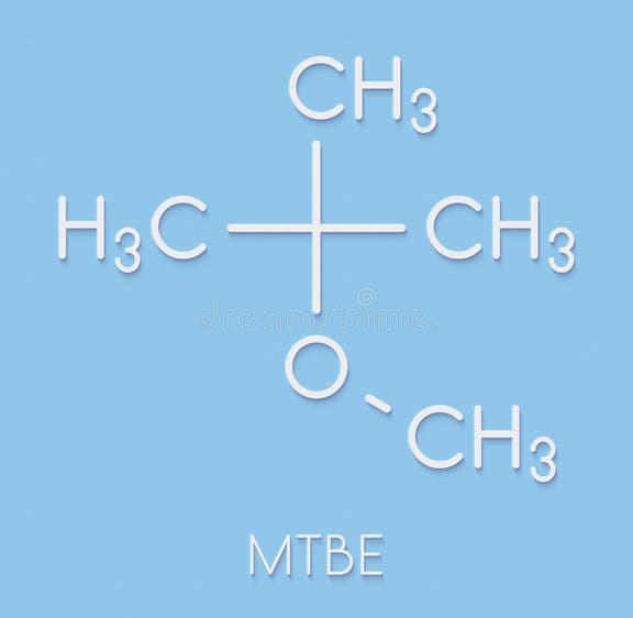 Methyl Tert-butyl Ether MTBE, TBME Gasoline Additive Molecule. Skeletal ...