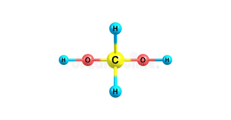 Methylene Glycol Methanediol, Formaldehyde Monohydrate Molecule. Formed ...