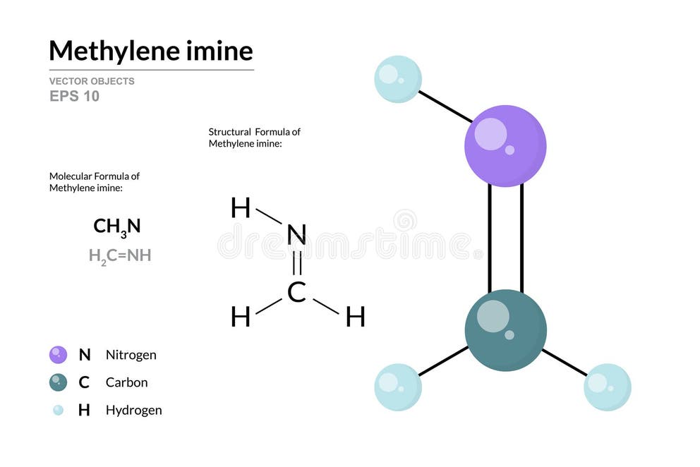 Methylene Imine. Structural Chemical Formula and 3d Model of Molecule ...