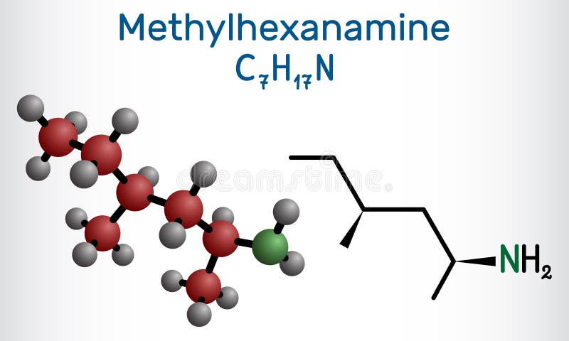 Methylhexanamine, Methylhexamine, Dimethylamylamine, DMAA Molecule. it ...
