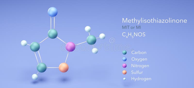 Methylisothiazolinone, Molecular Structures, MIT or MI 3d Model ...